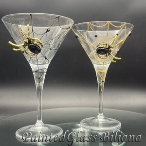 Gold Black Spider Martini Glasses - Etsy