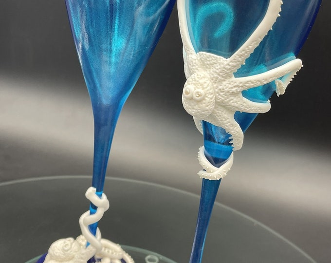 Octopus Wedding Champagne Flutes, 2 Pcs - Etsy