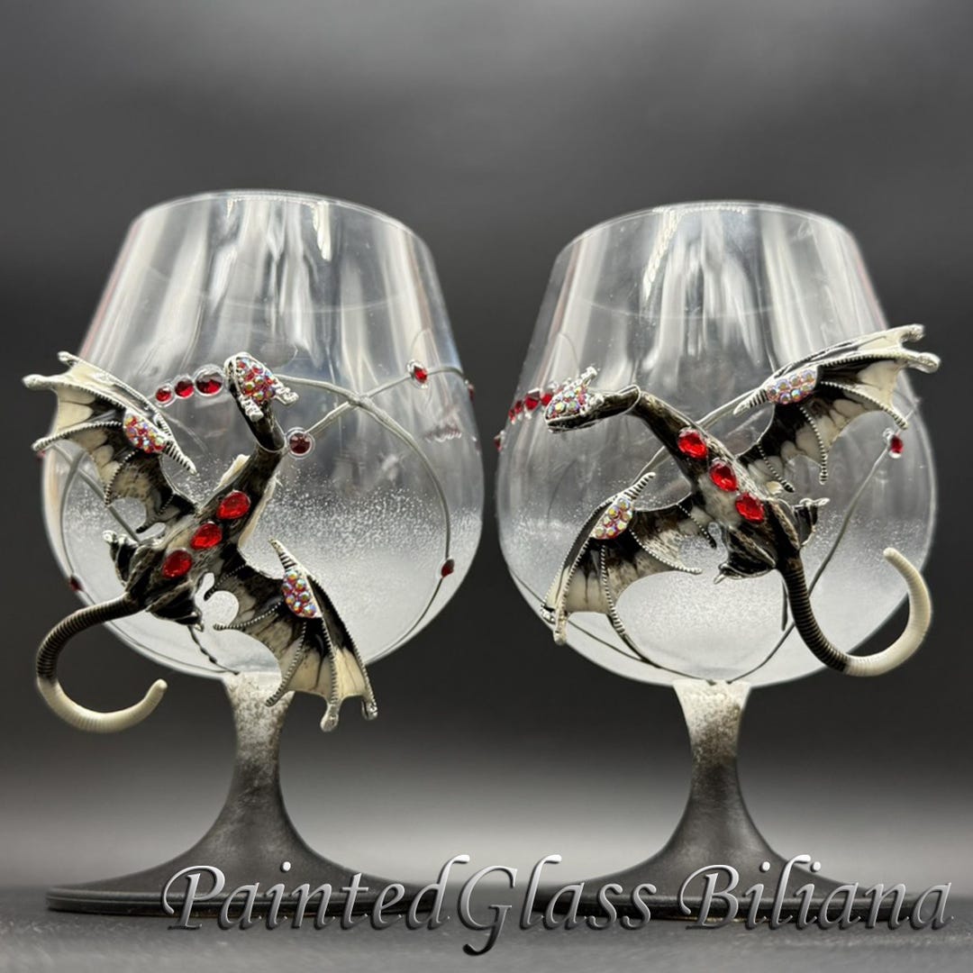 Black Dragon Brandy Glasses, Set of 2 - Etsy