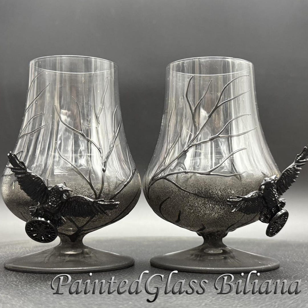 Black Raven Crow Whiskey Rum Glasses - Etsy
