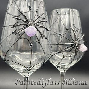 Amethyst Spider Wine Glasses, Halloween Wedding Theme - Etsy