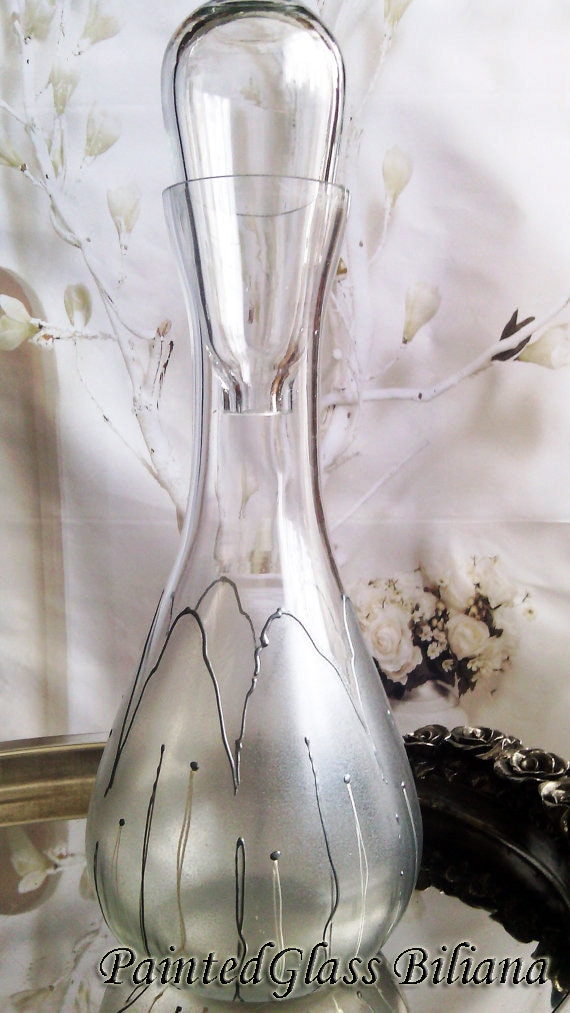 Hand Painted Bottle Silver Tulip - Etsy