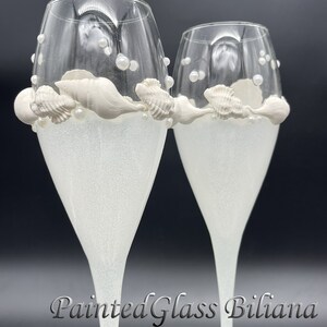 Sea Shells Wedding Champagne Flutes, Beach Sea Wedding Theme, White ...