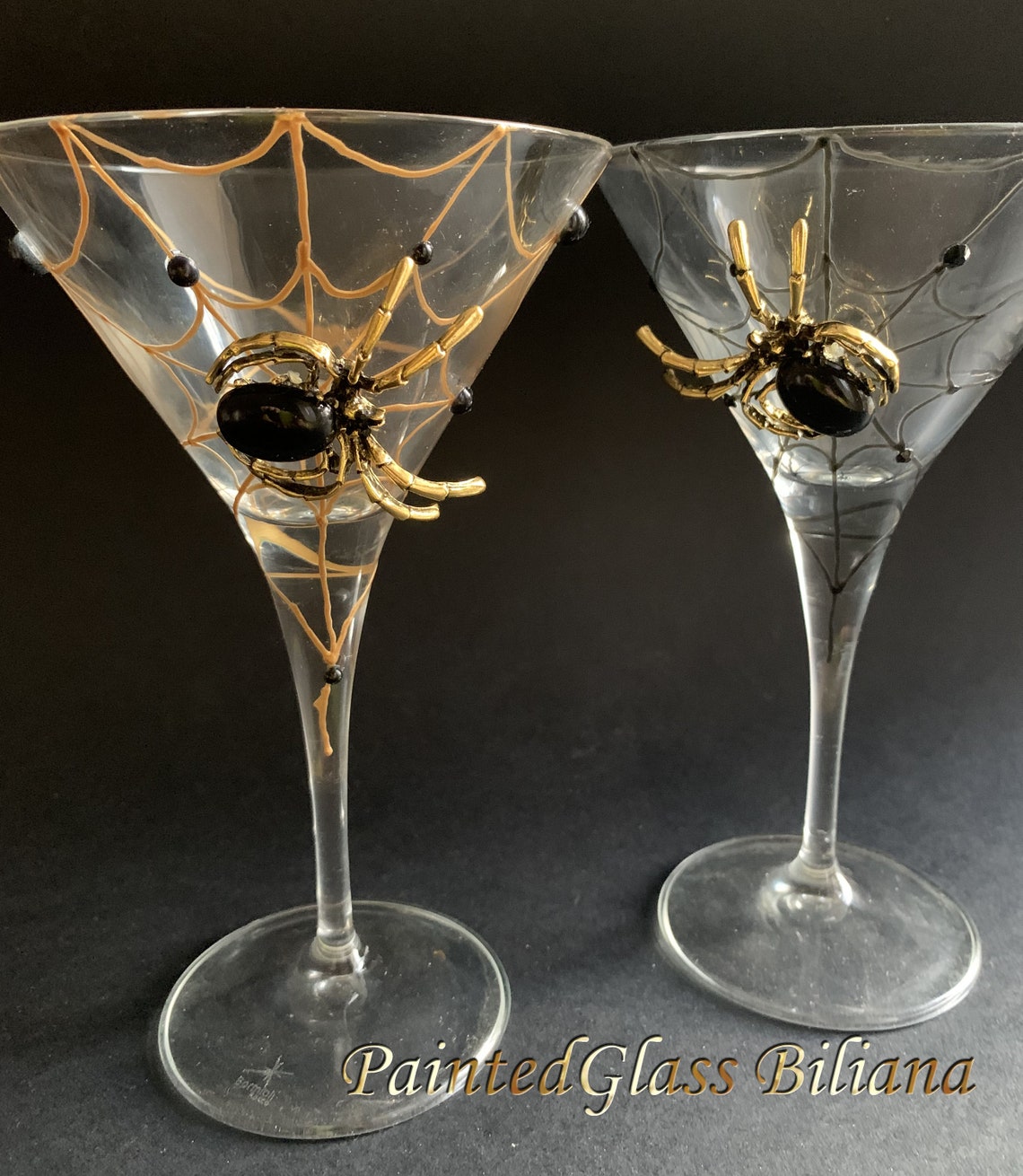 Gold Black Spider Martini Glasses - Etsy