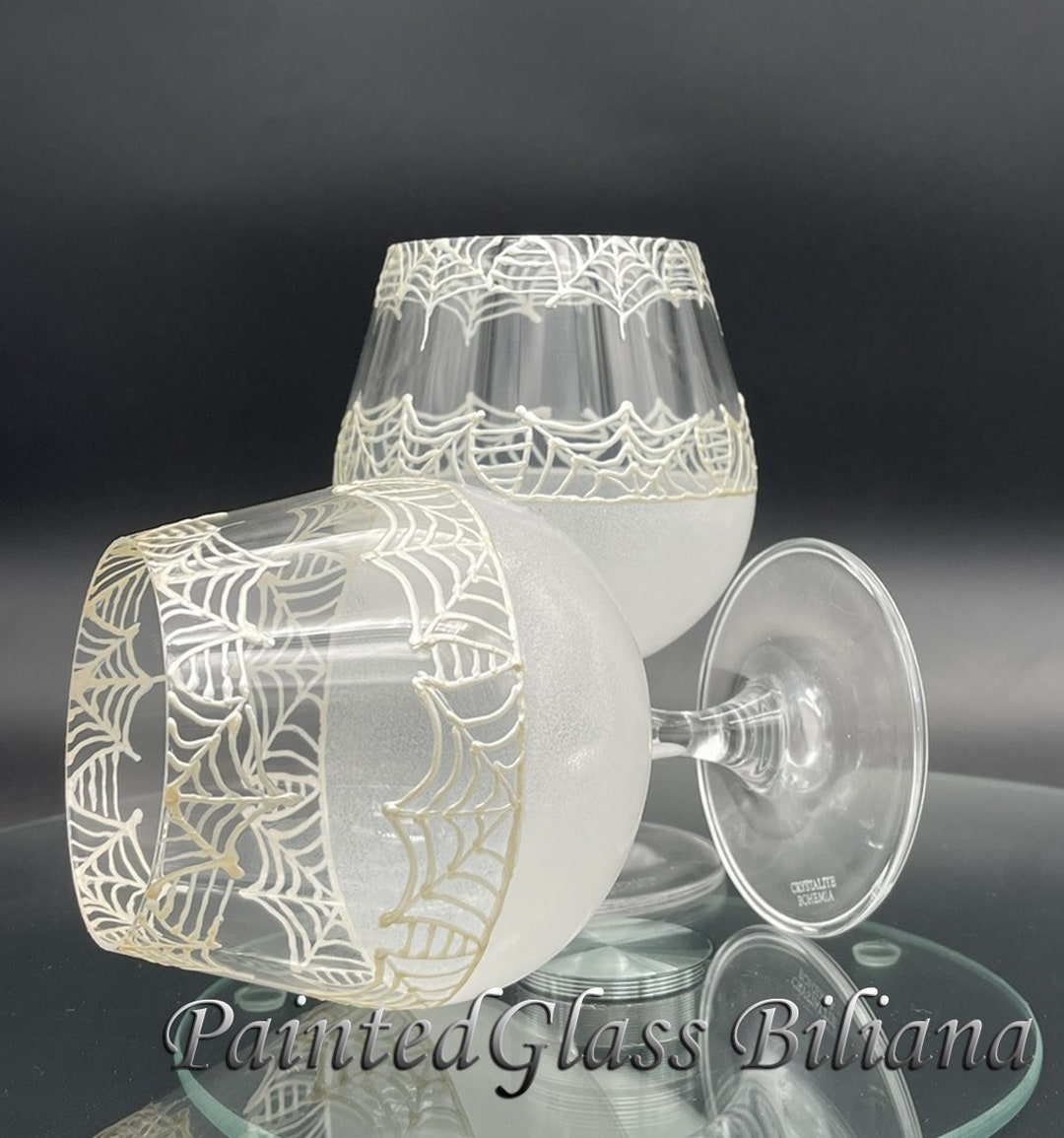 Halloween Spider Web Brandy Glasses, Halloween Wedding Theme - Etsy