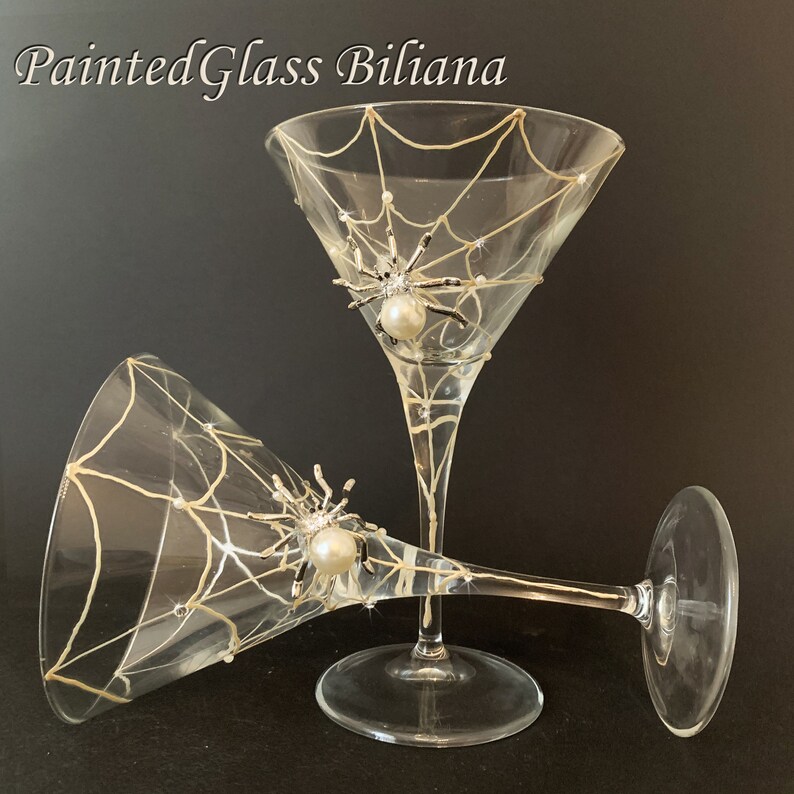 Spider Martini Glasses Halloween Wedding Theme - Etsy