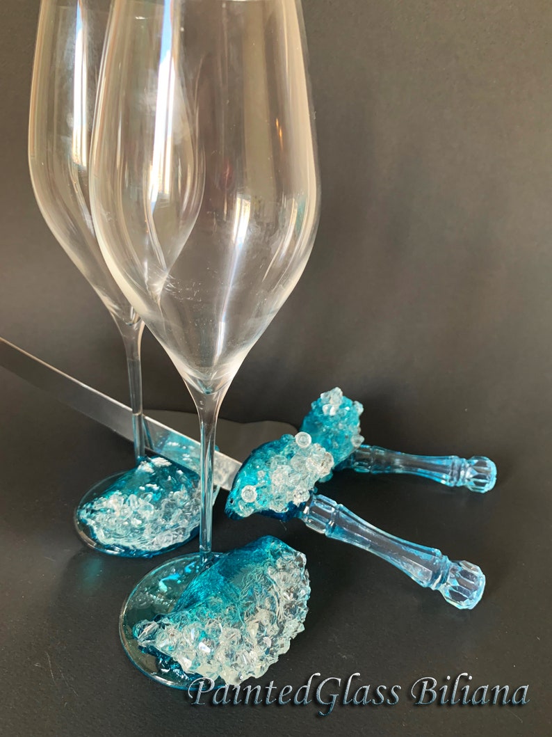 Ocean Waves Wedding Flutes - Etsy
