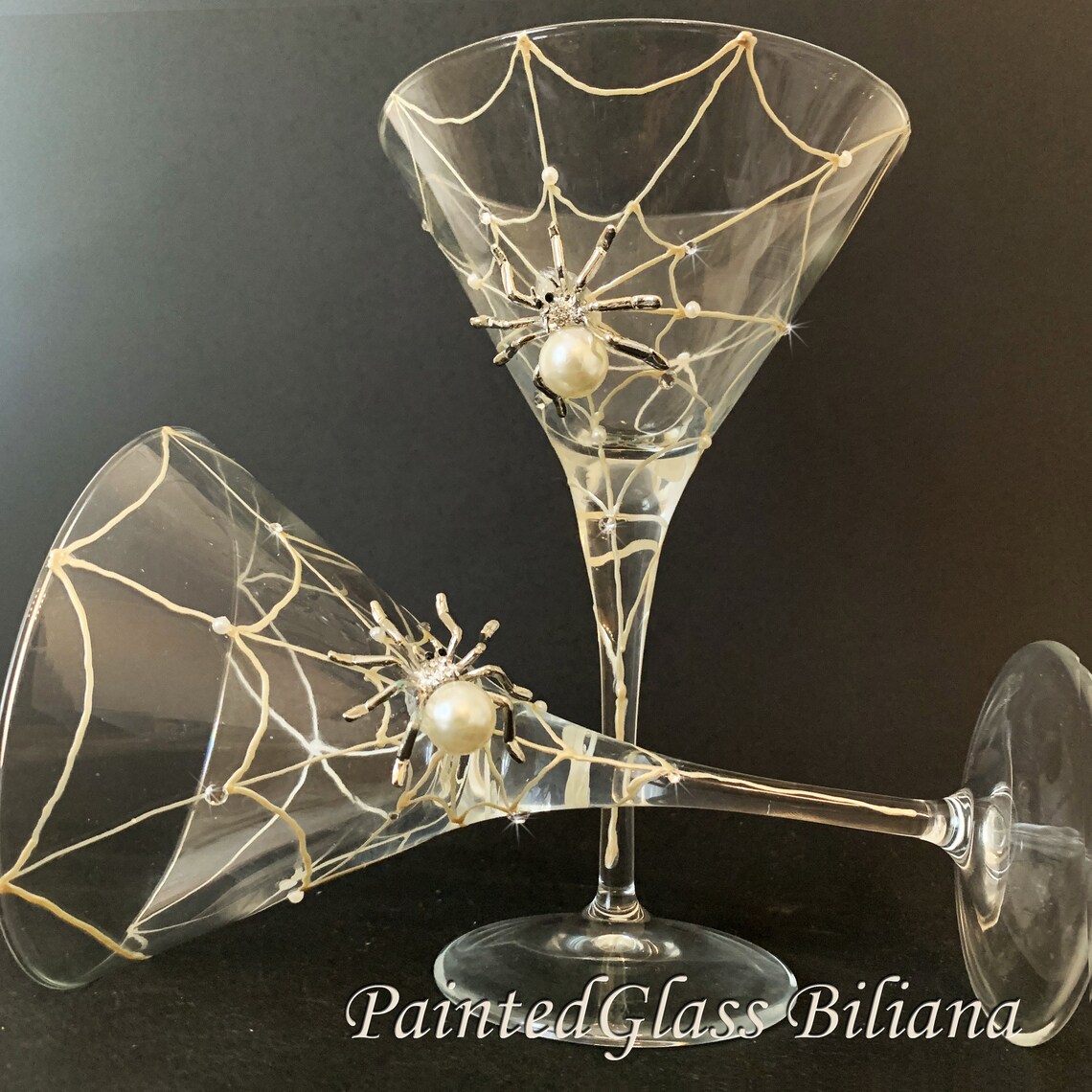 Spider Martini Glasses Halloween Wedding Theme - Etsy