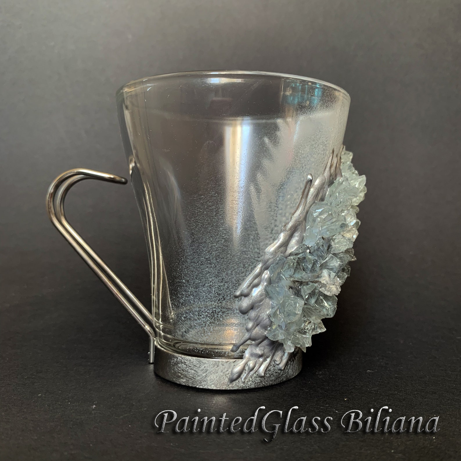 Free Shipping Silver Geode Coffee Mug Geode Coffee Glass | Etsy