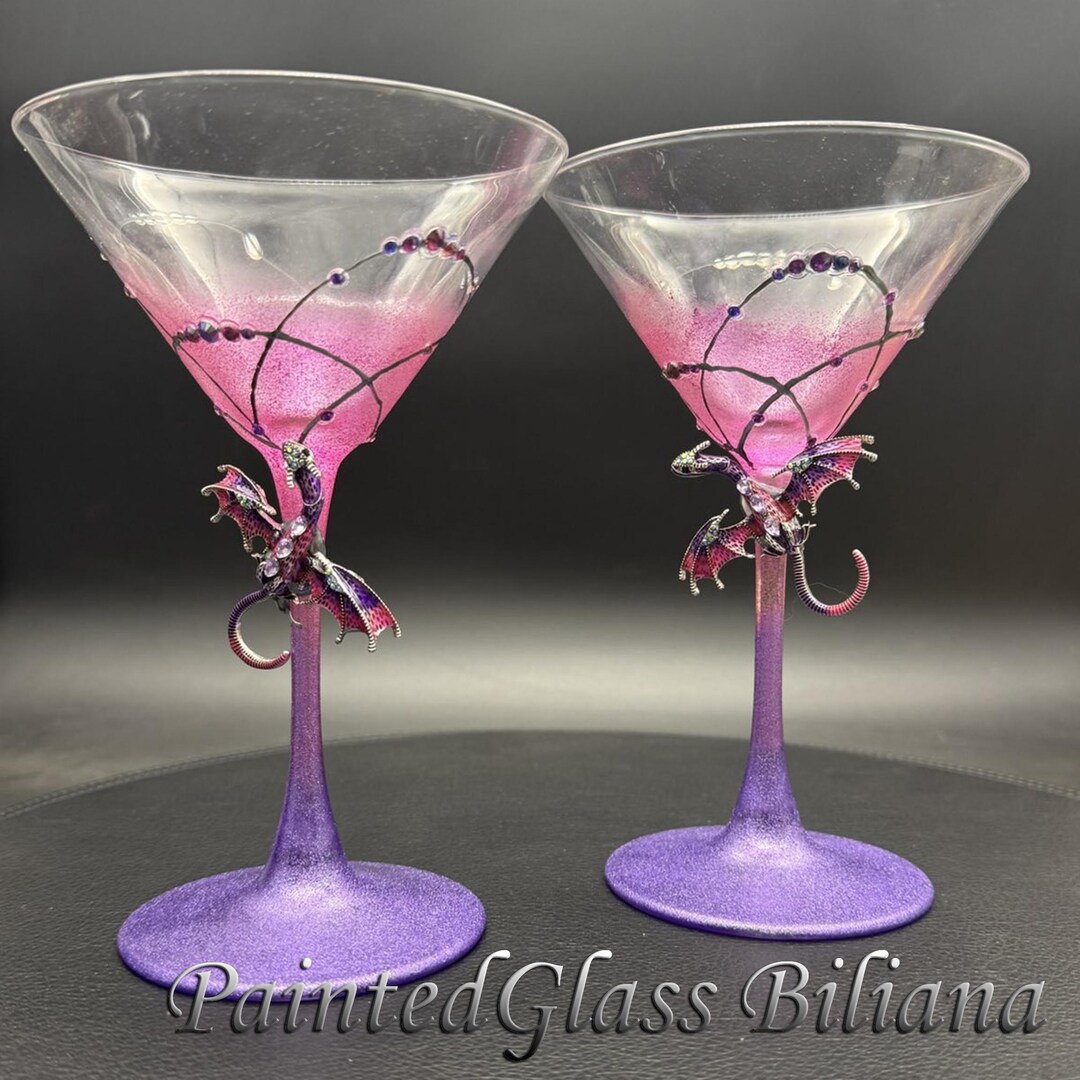 Purple Dragon Martini Glasses, Set of 2 - Etsy