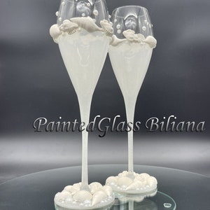 Sea Shells Wedding Champagne Flutes, Beach Sea Wedding Theme, White ...
