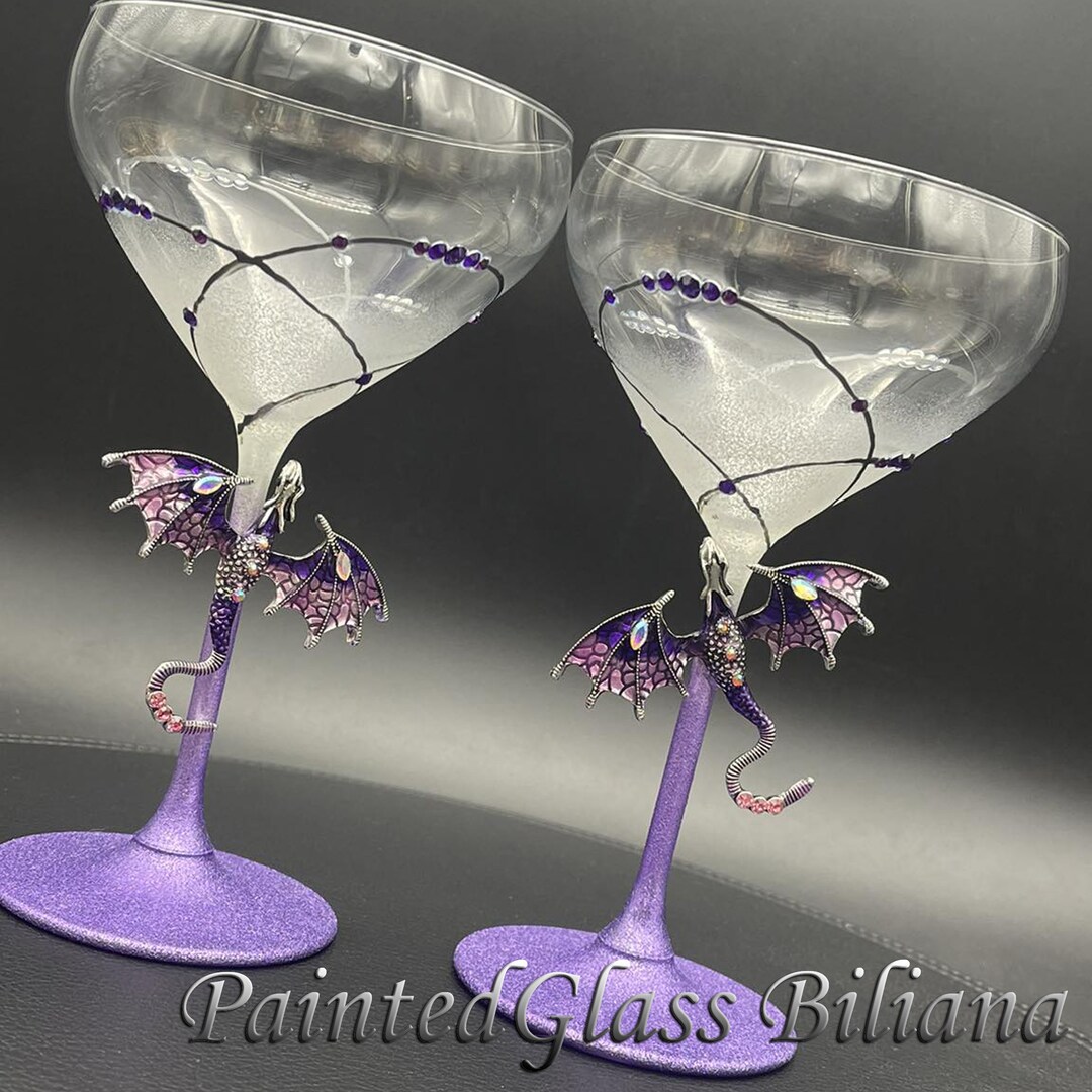 Purple Dragon Martini Glasses, Set of 2 - Etsy