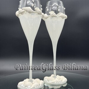 Sea Shells Wedding Champagne Flutes, Beach Sea Wedding Theme, White ...