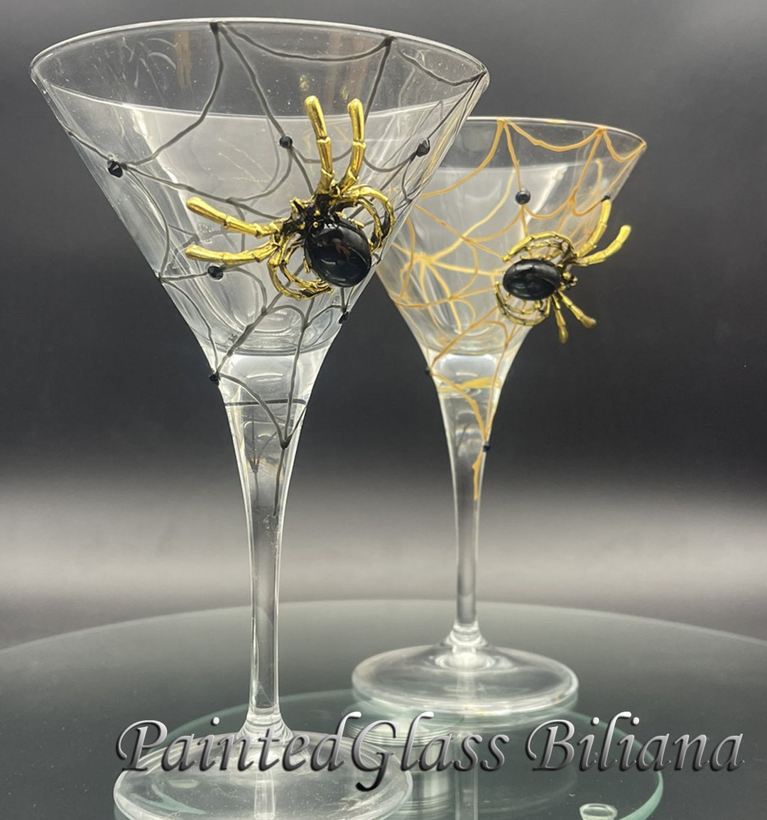 Gold Black Spider Martini Glasses - Etsy