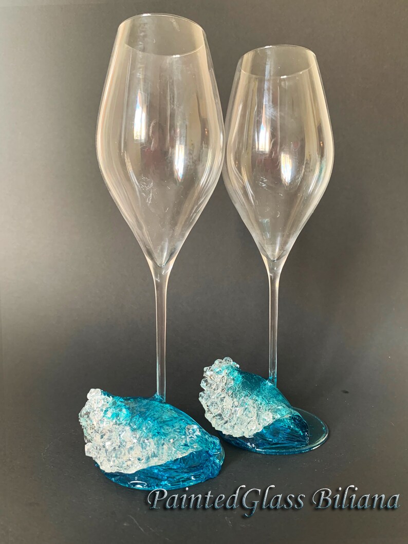 Ocean Waves Wedding Flutes - Etsy