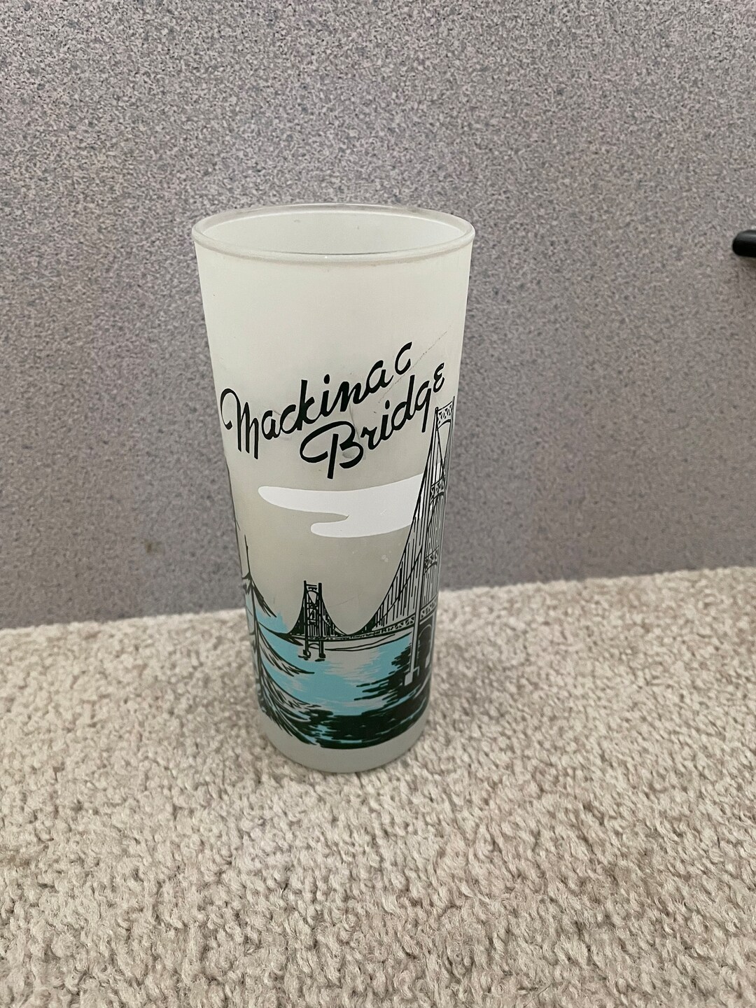 Vintage Tall Glass, Mackinac Bridge, Michigan - Etsy