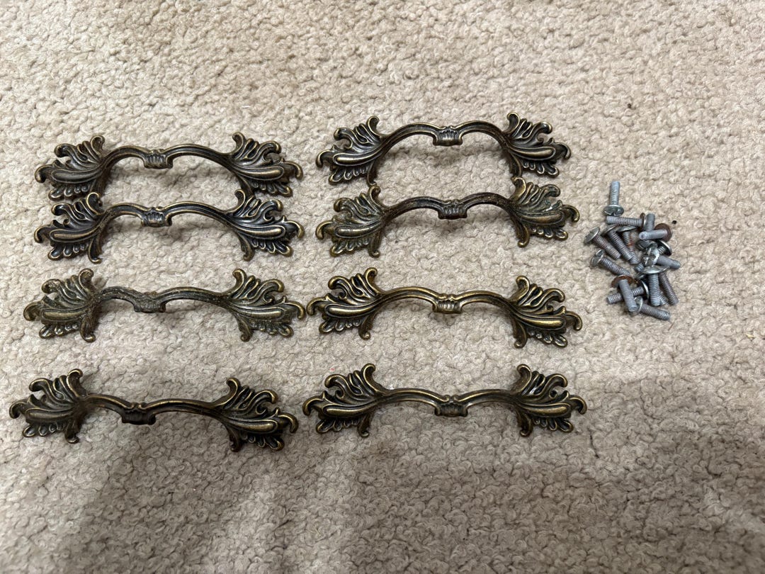Ornate French Provincial Style Drawer Pulls, Metal, Set of Eight - Etsy