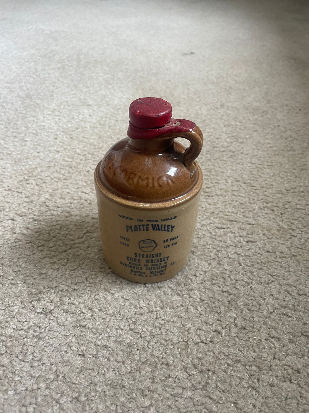 Small Ceramic Jug With Wax Topper, Platte Valley Corn Whiskey - Etsy