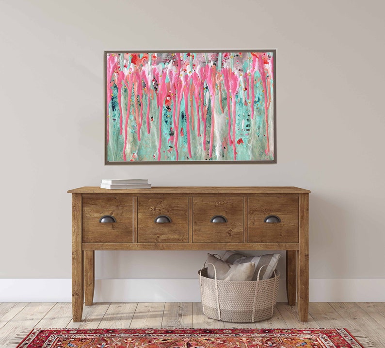 Pink Paint Drip Cheap Home Decor, Abstract Wall Decor, Luxury Looking ...