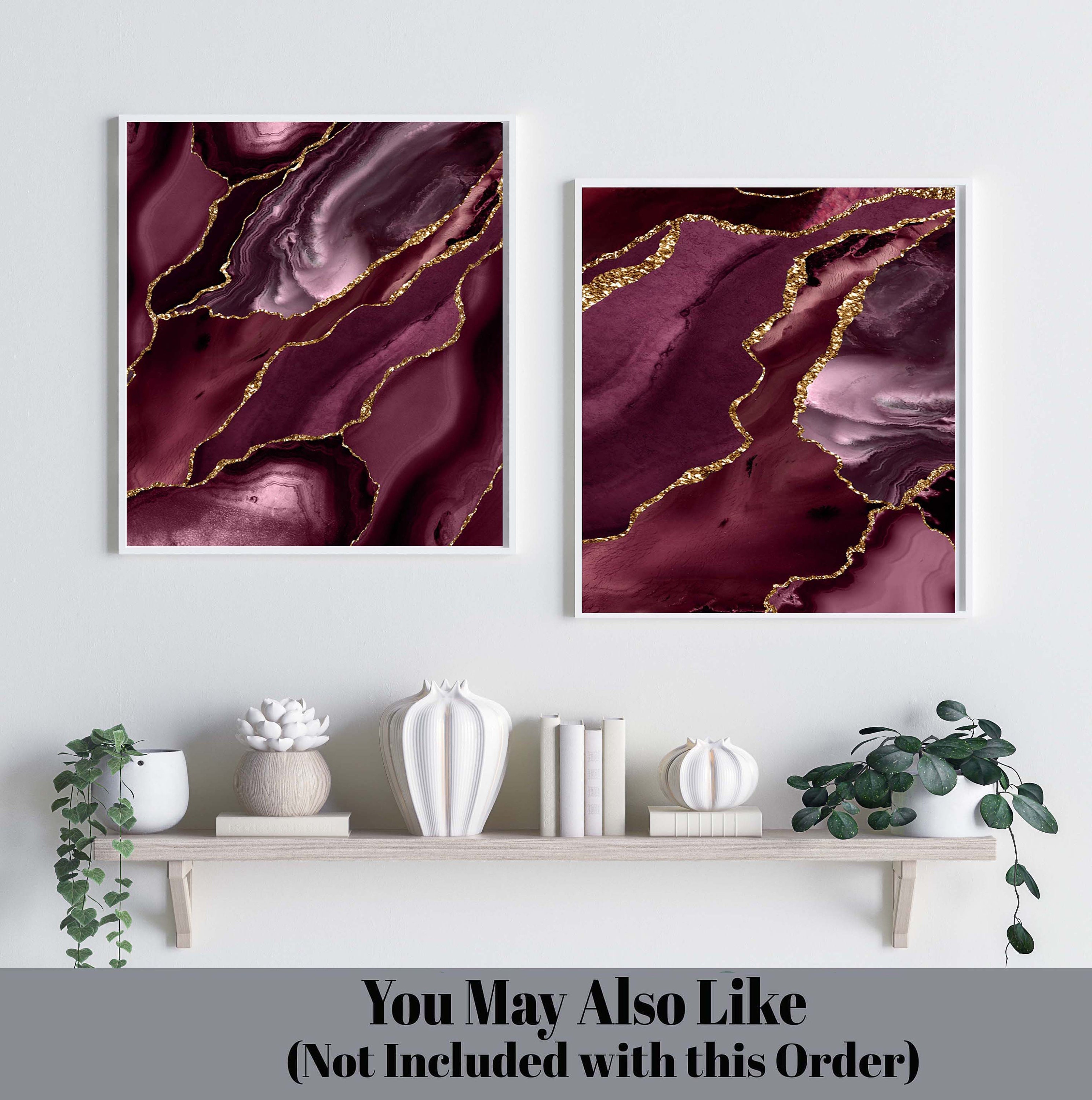 Maroon Burgundy Gold Cheap Home Decor, Burgundy Agate Geode Luxury ...