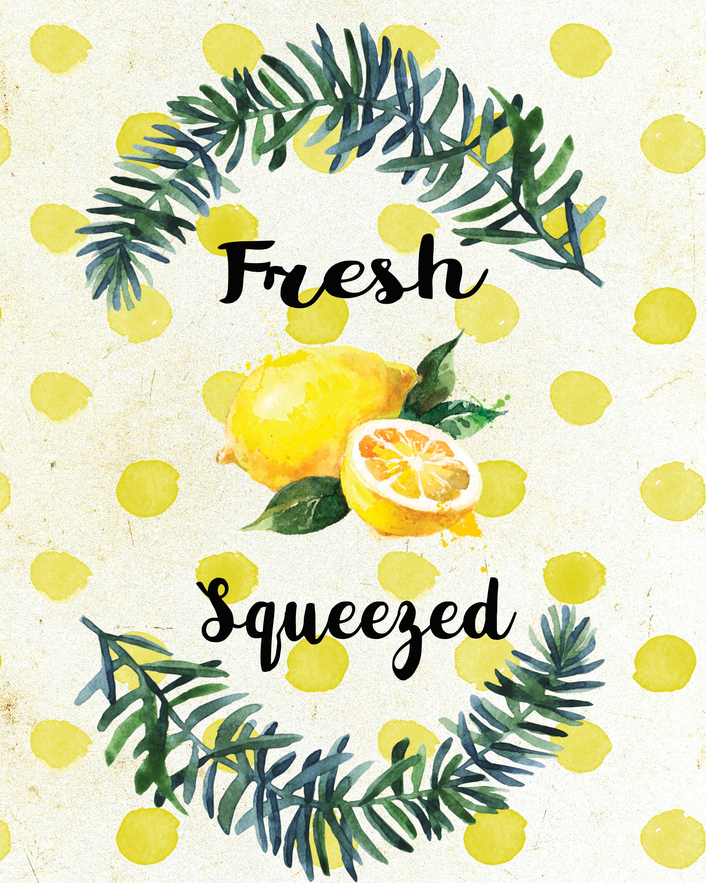 Lemon Decor, PRINTABLE, Lemonade Sign, Fresh Squeezed Farmhouse Wall ...