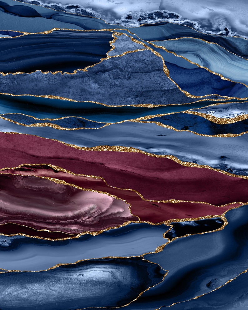 Burgundy Maroon Navy Blue and Gold Cheap Home Décor Luxury - Etsy