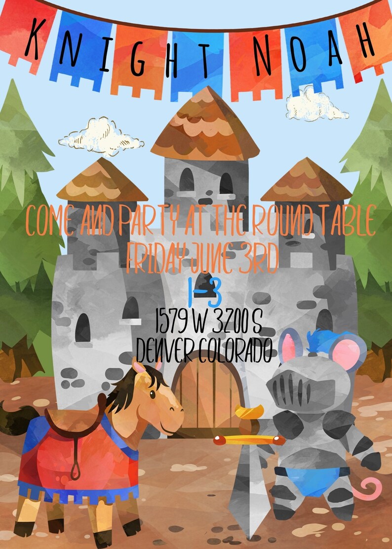 Knight Birthday Card Boy Birthday Invitation Boy Birthday | Etsy
