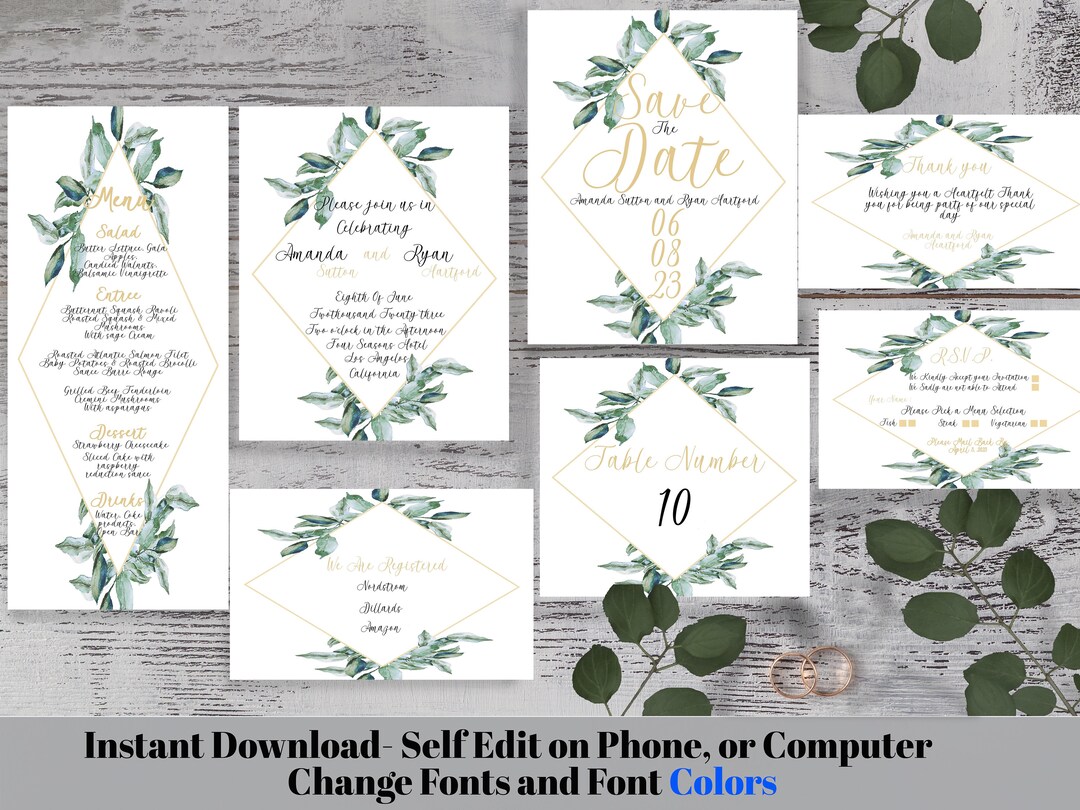 Boho Leaf Wedding Invitations, Leaf Wedding Invitations Template ...