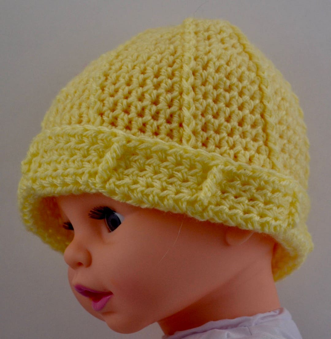 Adorable Yellow Baby Hat With Ridges and Turned up Cuff - Etsy