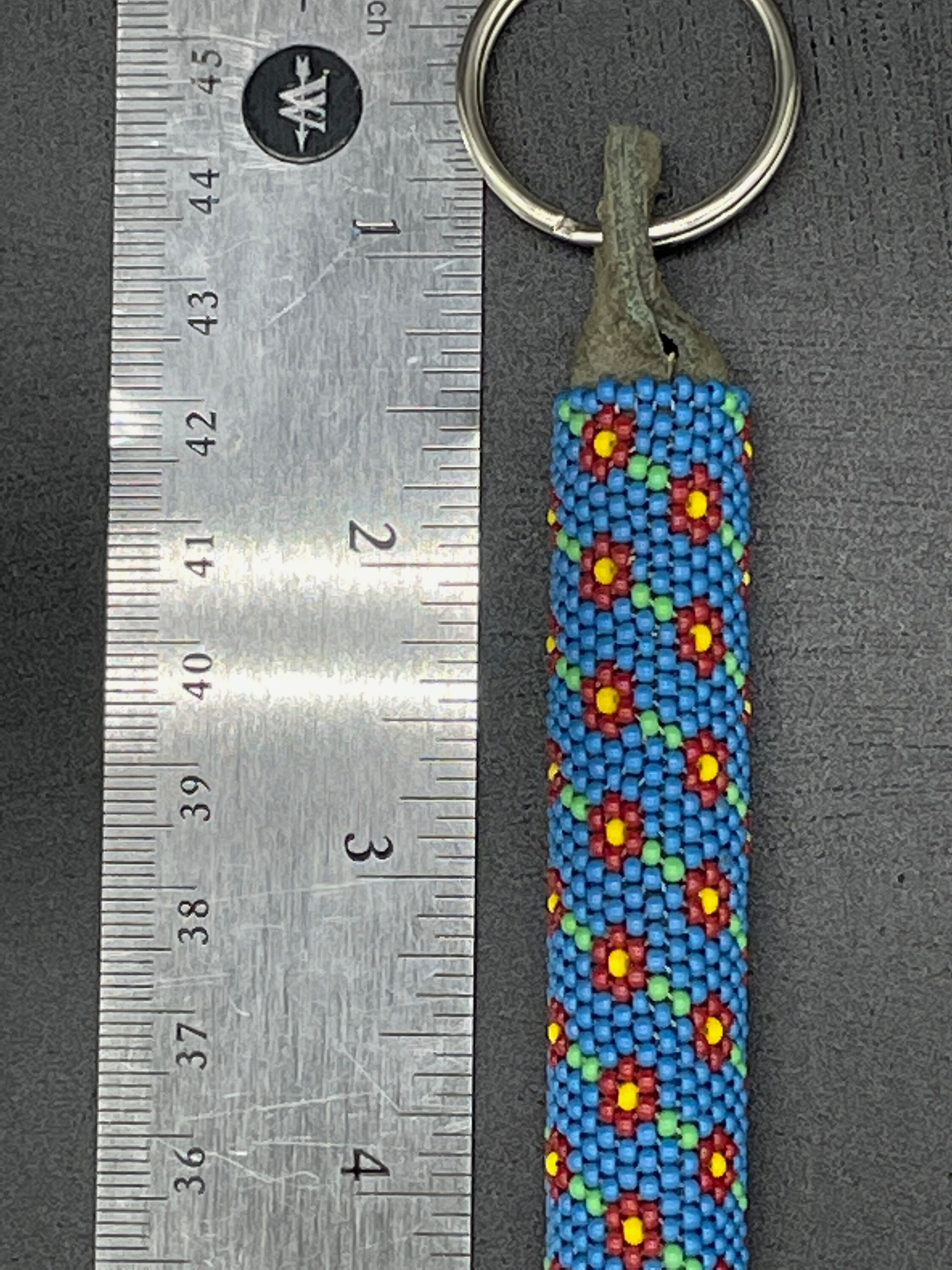 Peyote Stitch Native American Style Blue Beaded Keychain With A ...