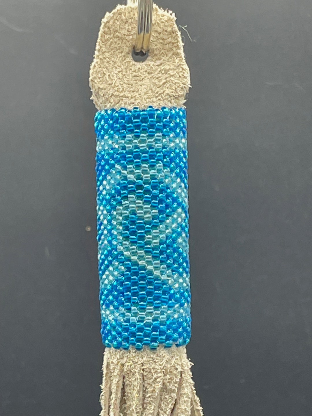 Peyote Stitch Native American Style Beaded Keychain in Light and Dark ...