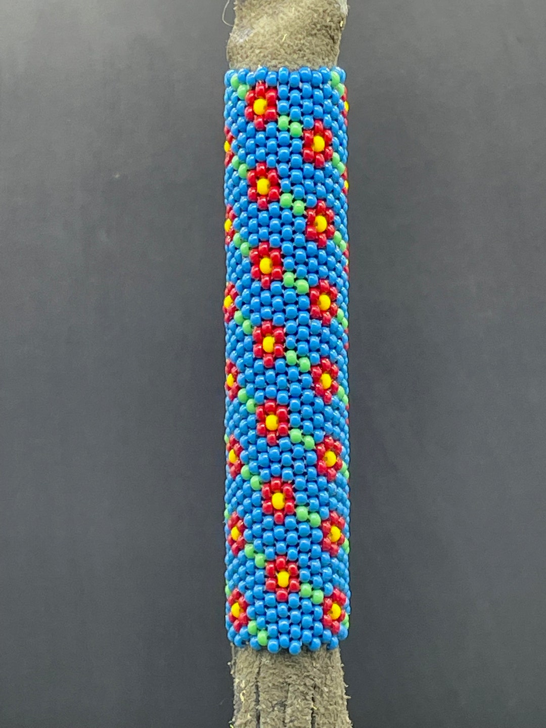 Peyote Stitch Native American Style Blue Beaded Keychain With A ...