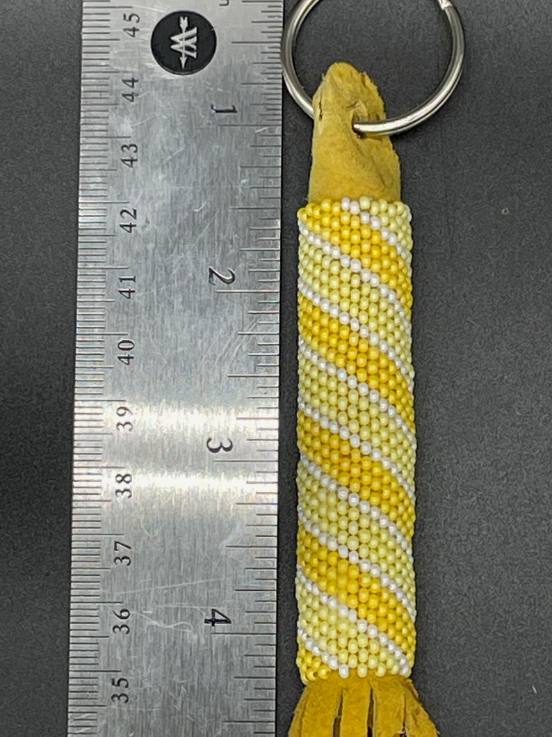 Peyote Stitch Native American Style Beaded Keychain With Light Yellow ...