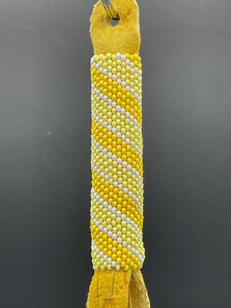 Peyote Stitch Native American Style Beaded Keychain With Light Yellow ...