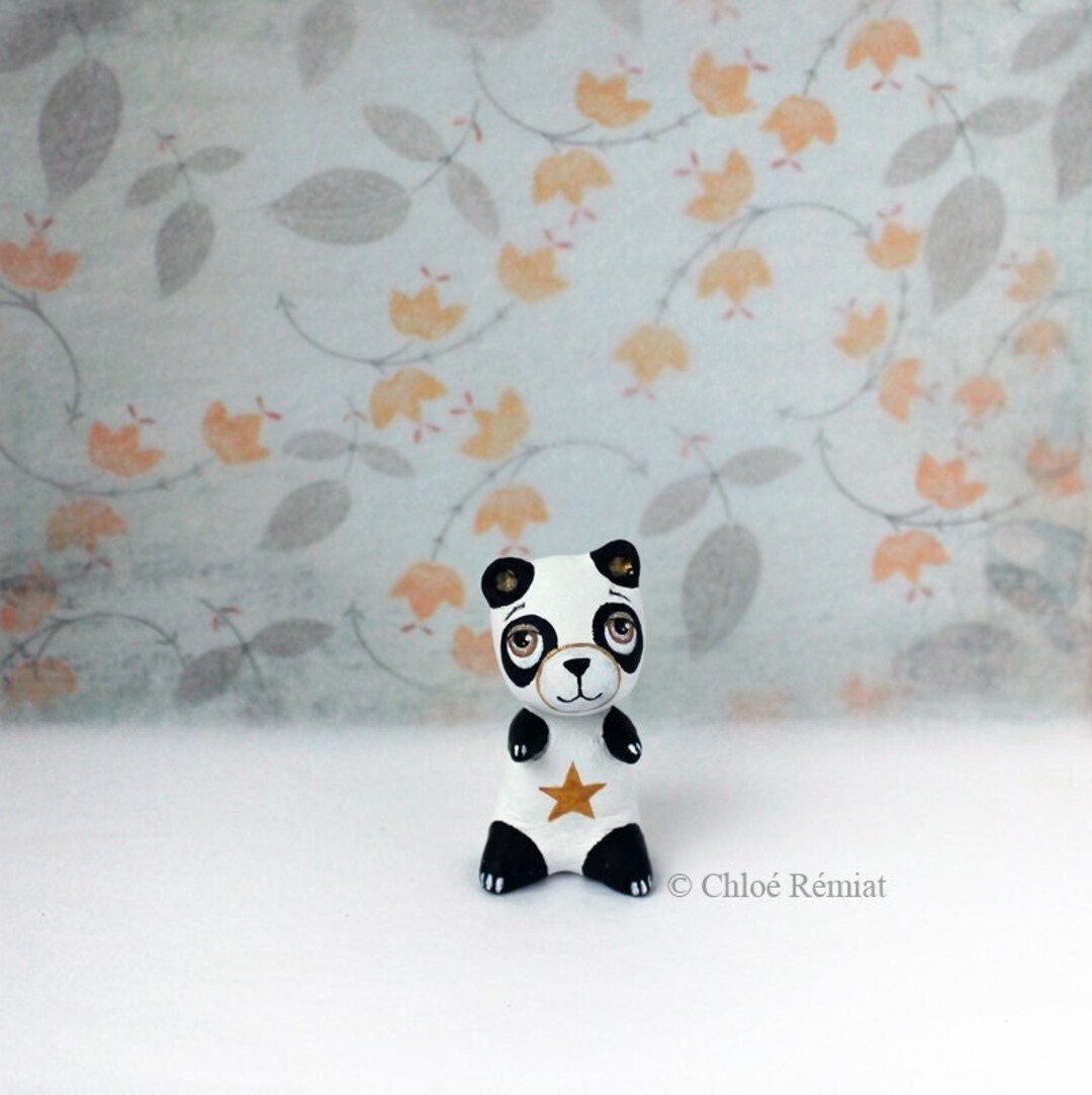 Mini Panda, Bear, Star, Miniature, Unique Piece, Collection - Etsy