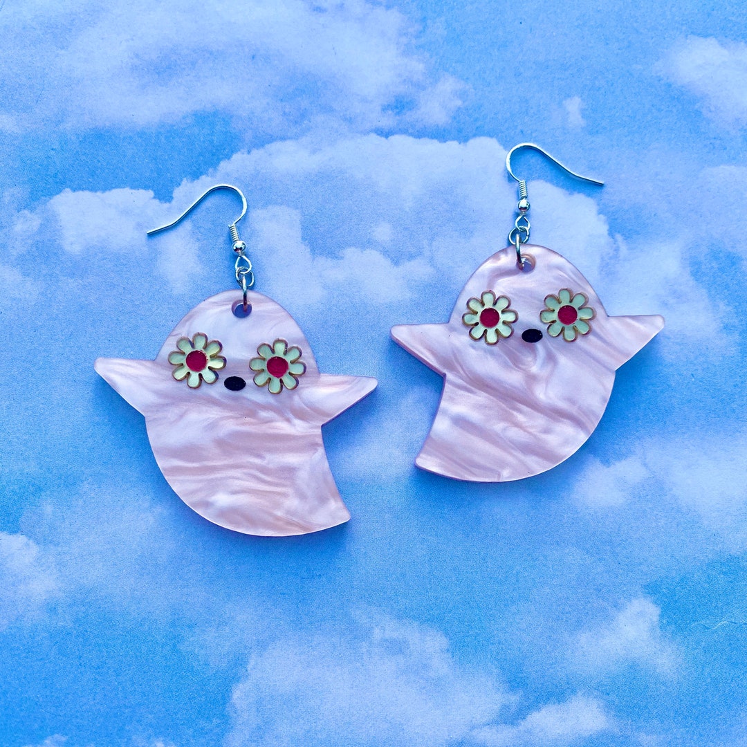 Flower Tommy Ghost Acrylic Earrings - Etsy
