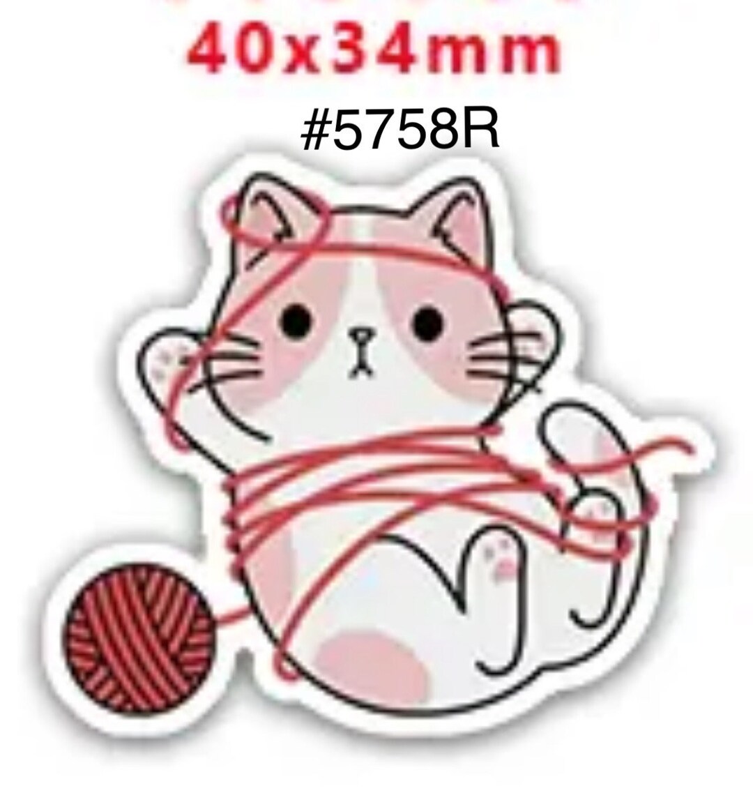 3 or 5 Pc Animal Cat Tangle in Yarn Planar Resin Flat Back Cabochon ...