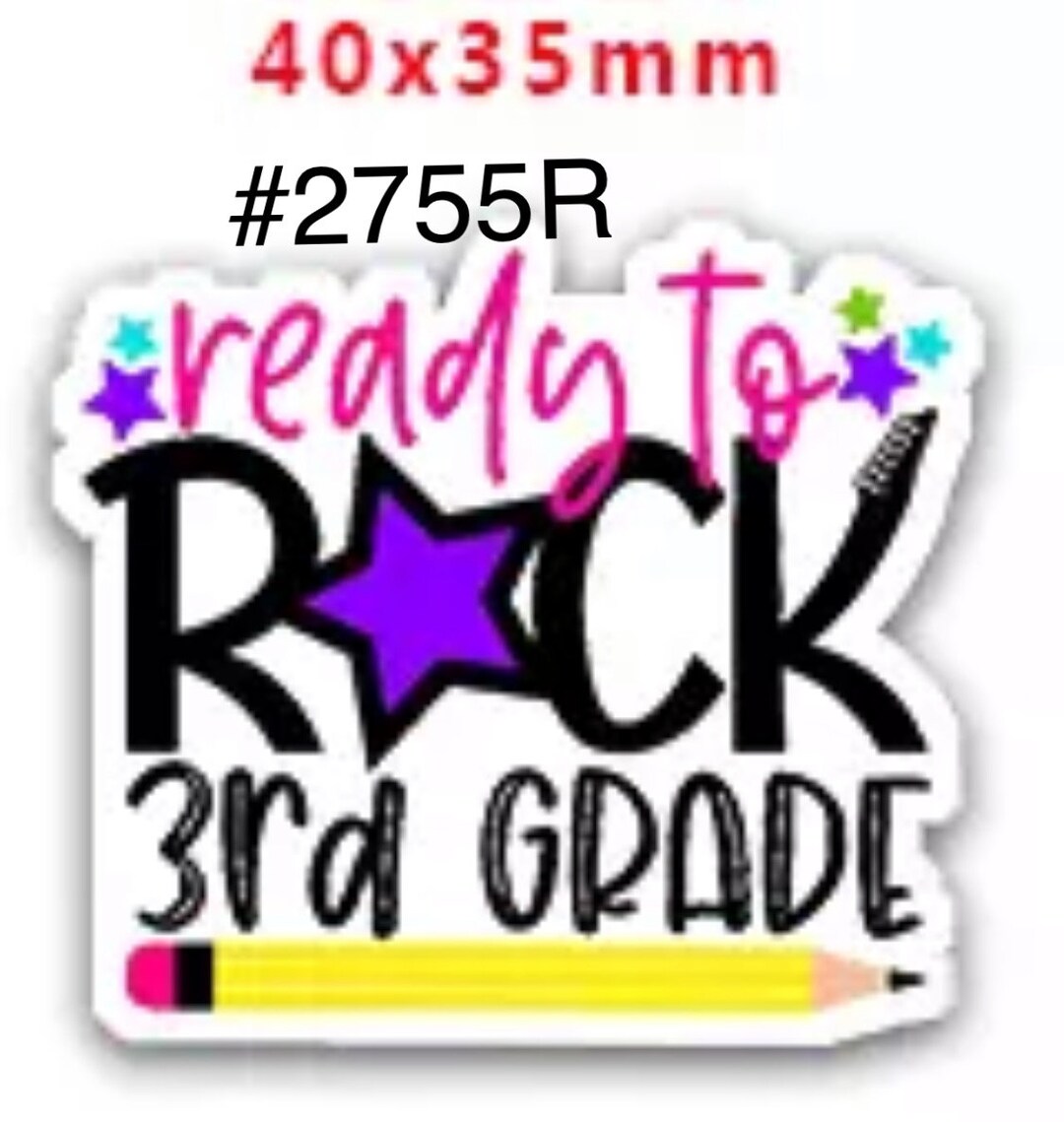 3 or 5 Pc School Ready to Rock 3rd Grade W Star and Pencil Motif Planar ...