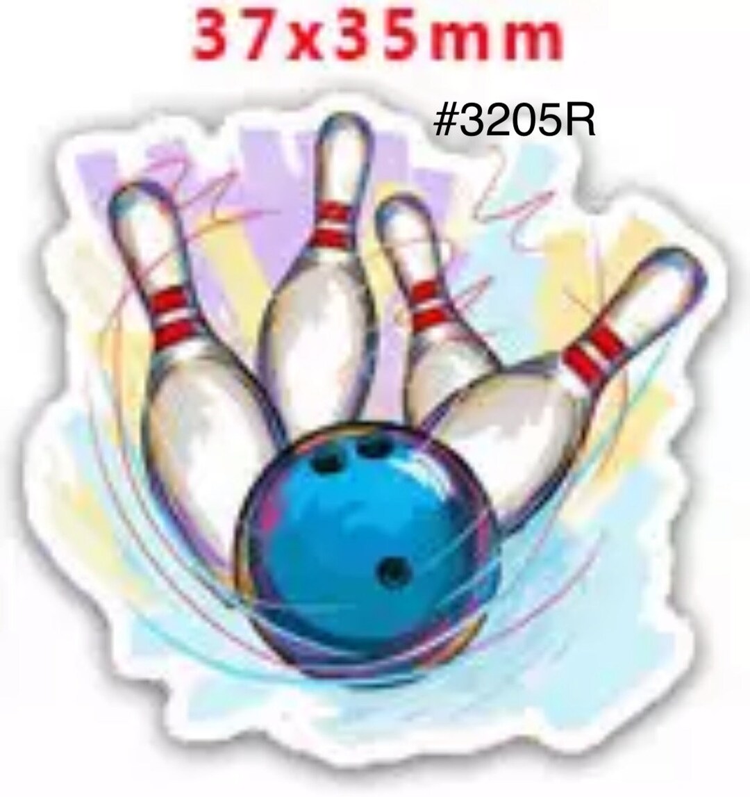 3 or 5 Pc Sport Bowling Blue Ball and Pins Planar Resin Flat Back Craft ...