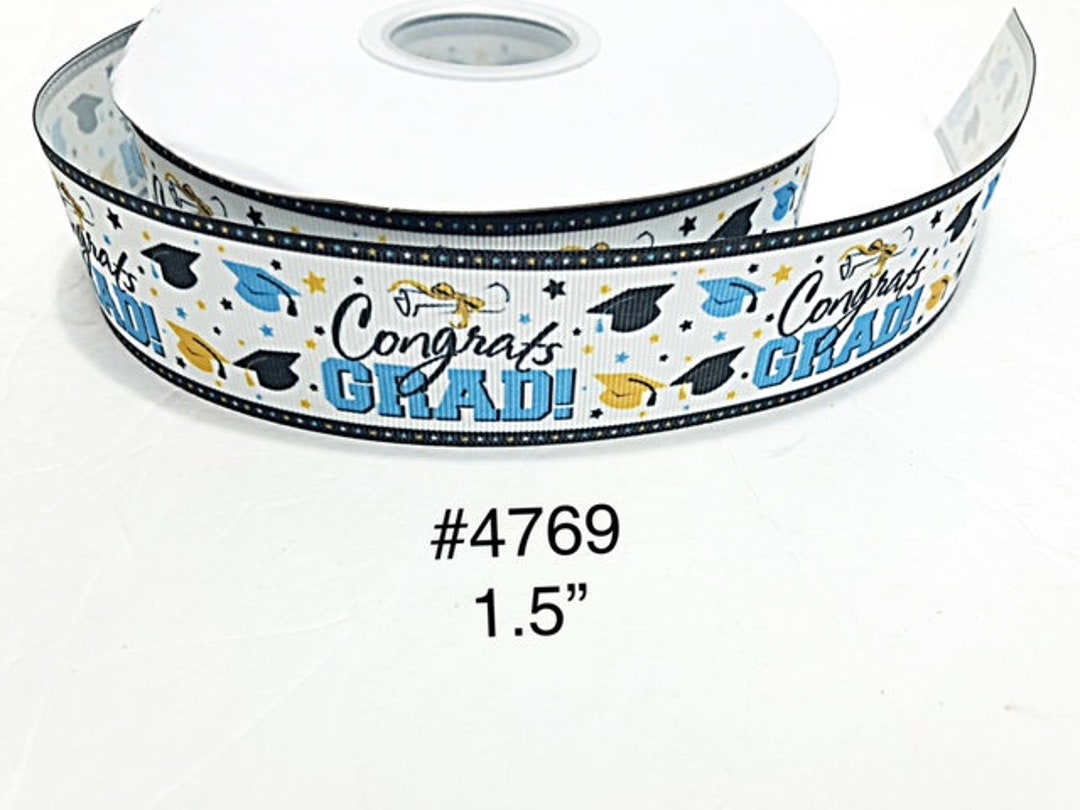 3 or 5 Yards 1.5 School Graduation Congrats Grad W Hat and Star Motif ...