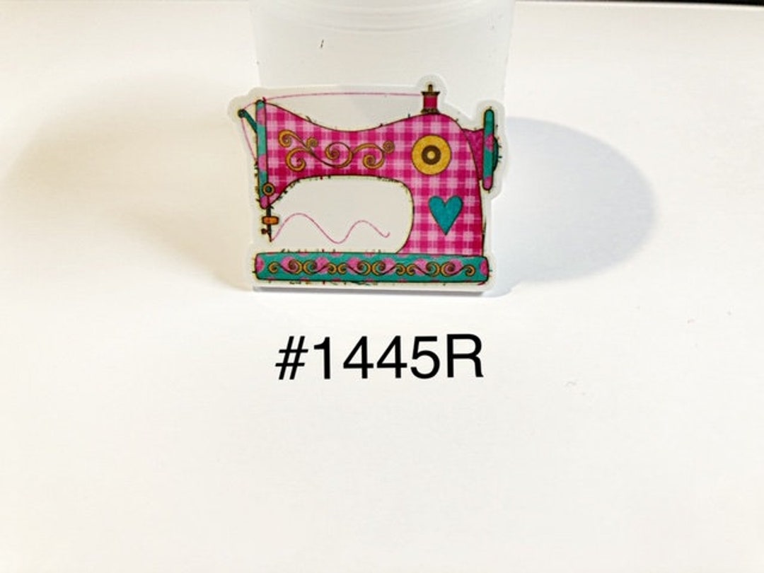 3 Pc Pink Checker Sewing Machine Shape Planar Resin Flat Back Cabochon ...