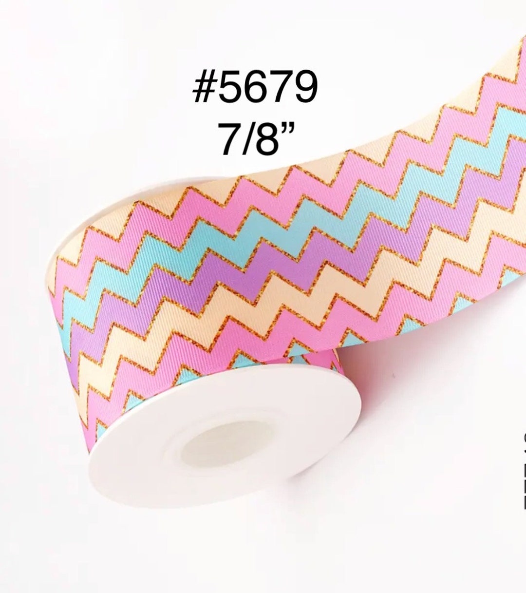 3 or 5 Yard 7/8 Multi Color Zig Zag Grosgrain Ribbon Hair Bow Craft ...