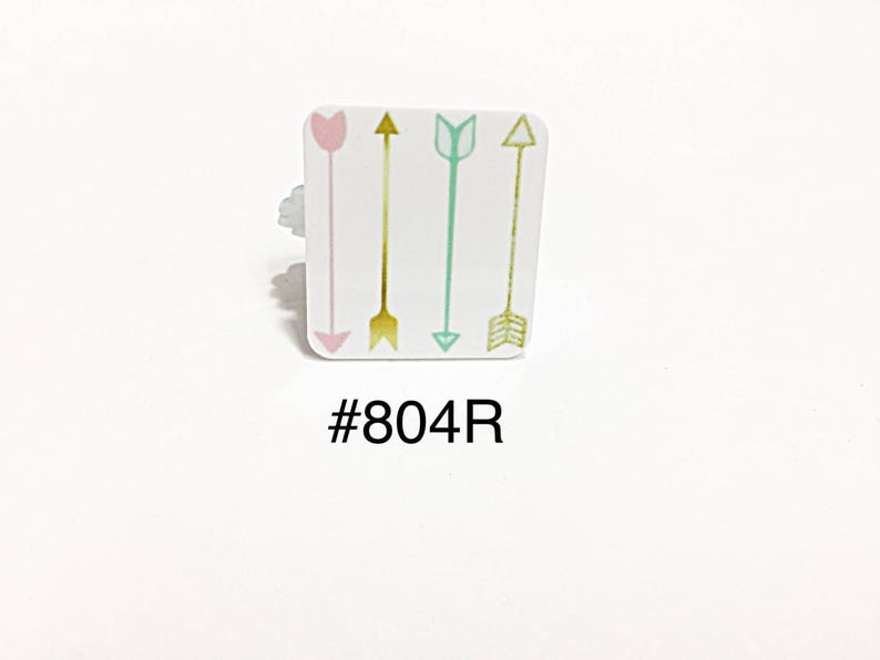 3 or 5 Pc Gold, Pink and Teal Arrow Rectangle Shape Planar Resin Flat ...