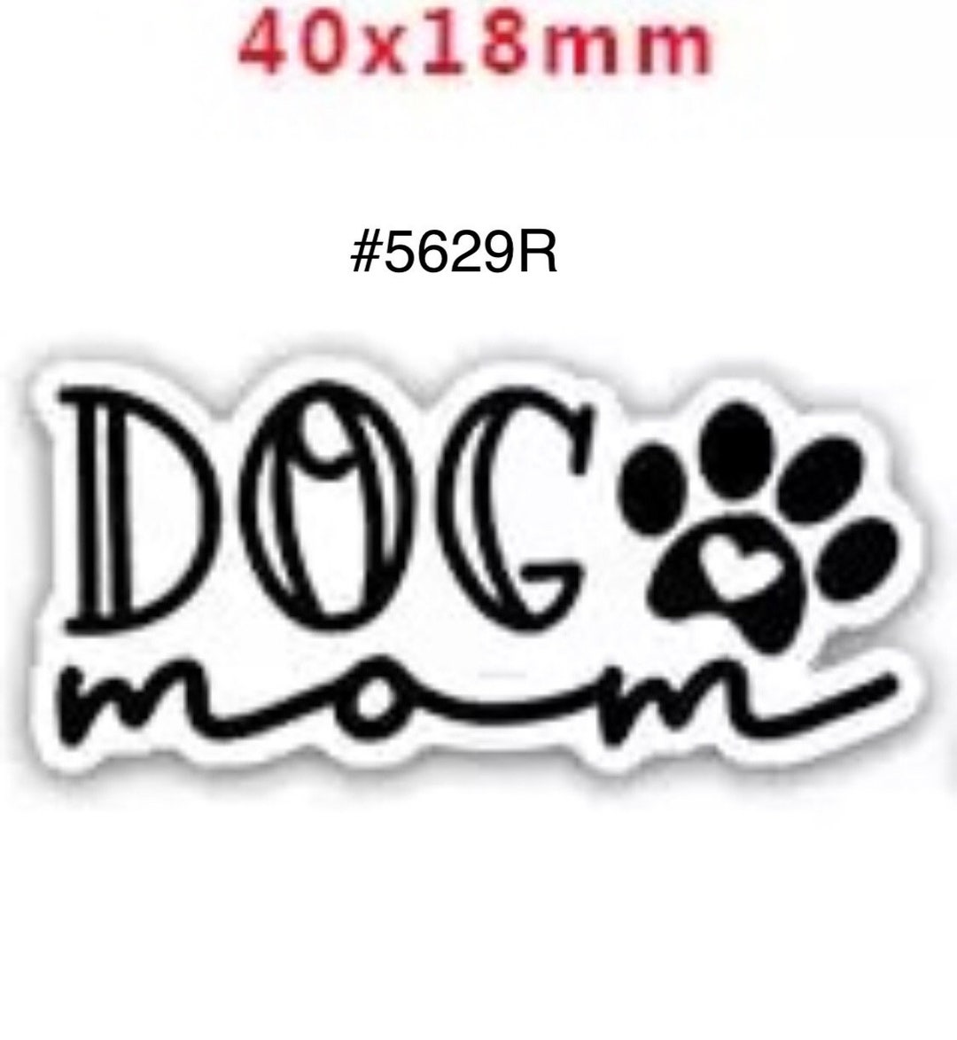 4 Pc Animal Dog Mom in Cursive W Dog Paw Planar Resin Flat Back ...