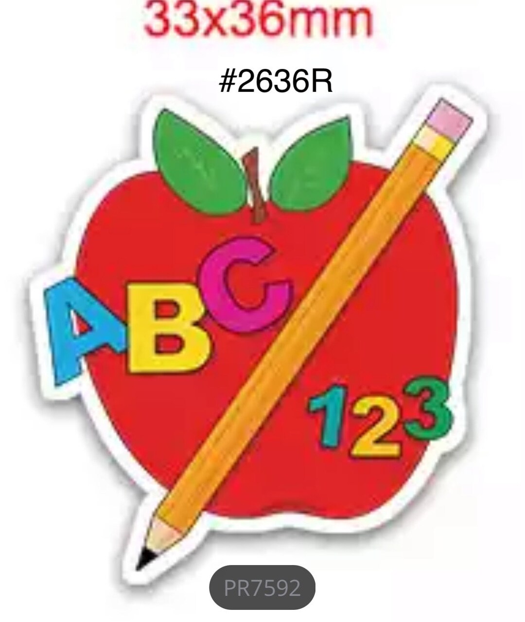 3 or 5 Pc School Red Apple W ABC , 123 and Pencil Planar Resin Flat ...