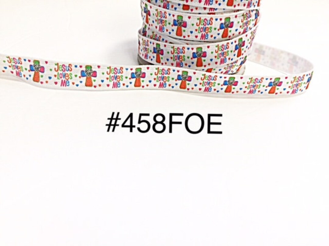 3 or 5 Yard 5/8 Religion Jesus Love Me With Cross and Heart Motif on ...