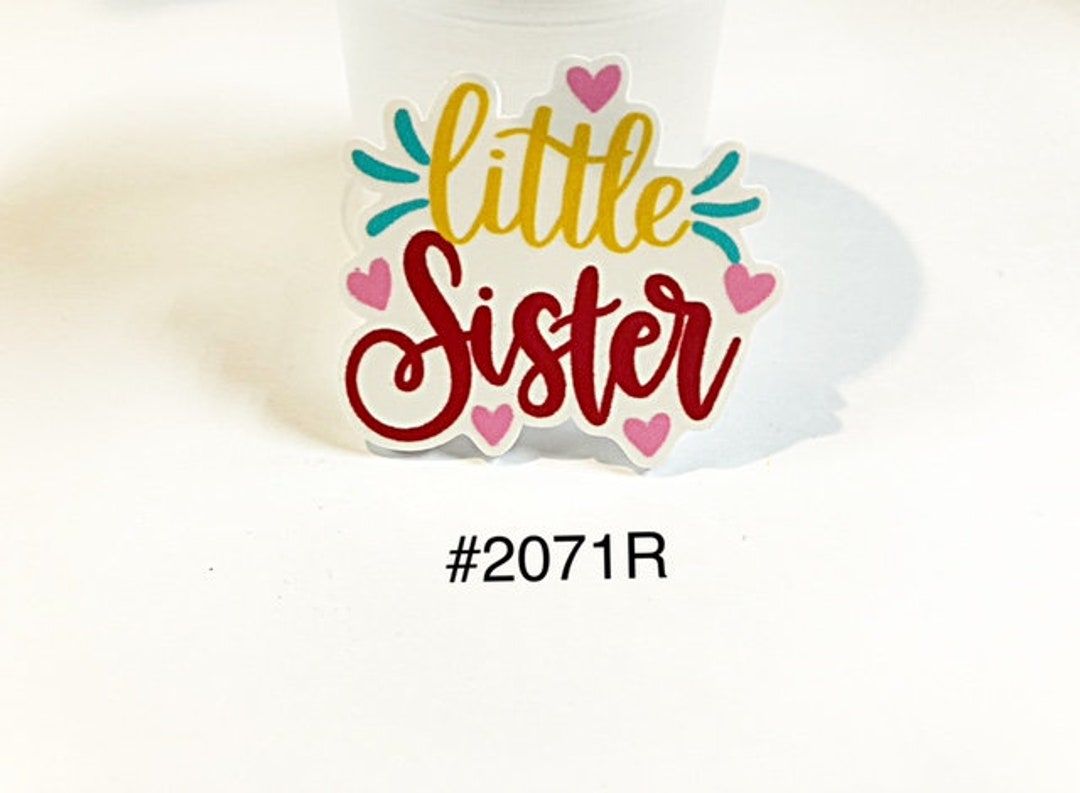 3 or 5 Pc Little Sister in Cursive With Pink Heart Motif - Etsy