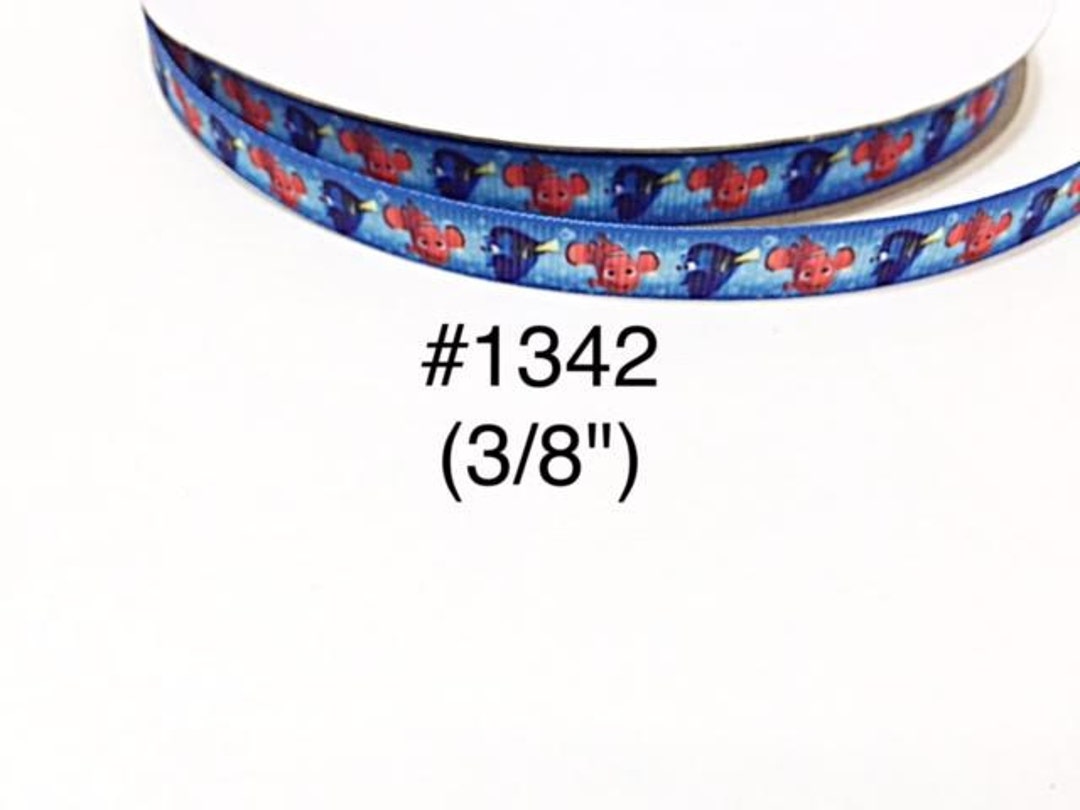 3 Yard - 3/8" Finding Nemo or Dory Blue Small Grosgrain Ribbon Hair Bow ...