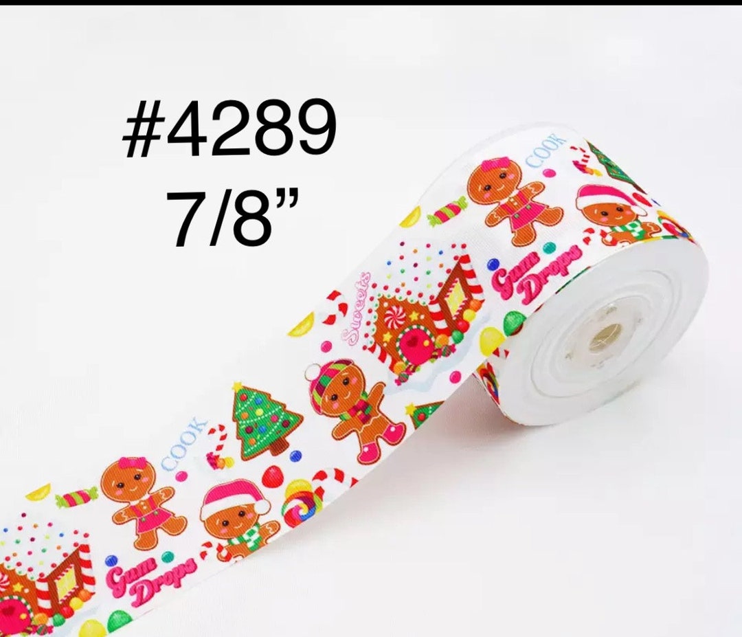 3 or 5 Yard 7/8 Christmas Gingerbread W/ Christmas Tree, Candy Cane ...