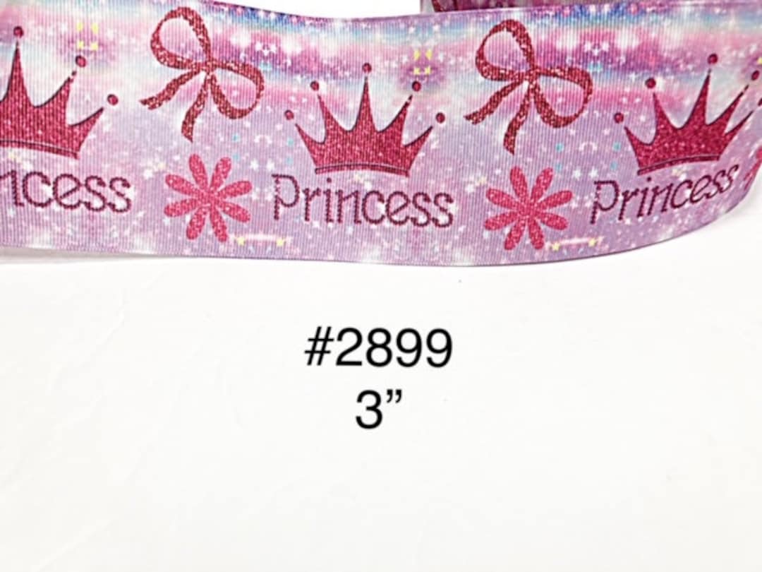 2/3/5 Yard 3 Princess Crown, Bow and Flower on Purple Ombre Jumbo ...